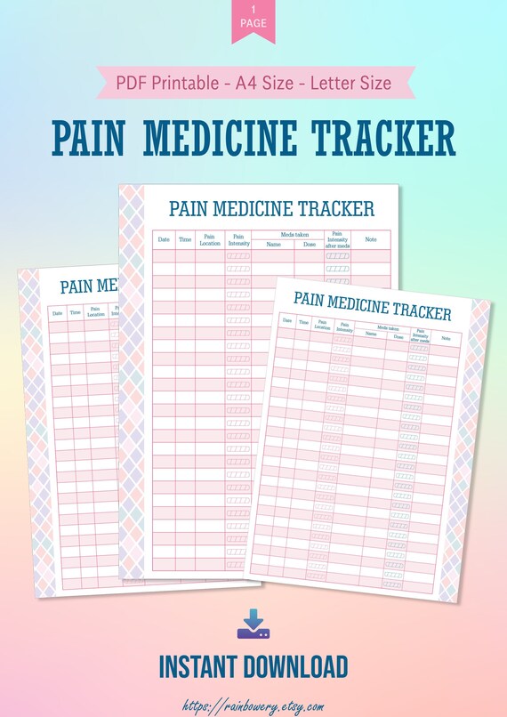 Pain Medicine Tracker Pain Medication Tracker Pain Meds | Etsy