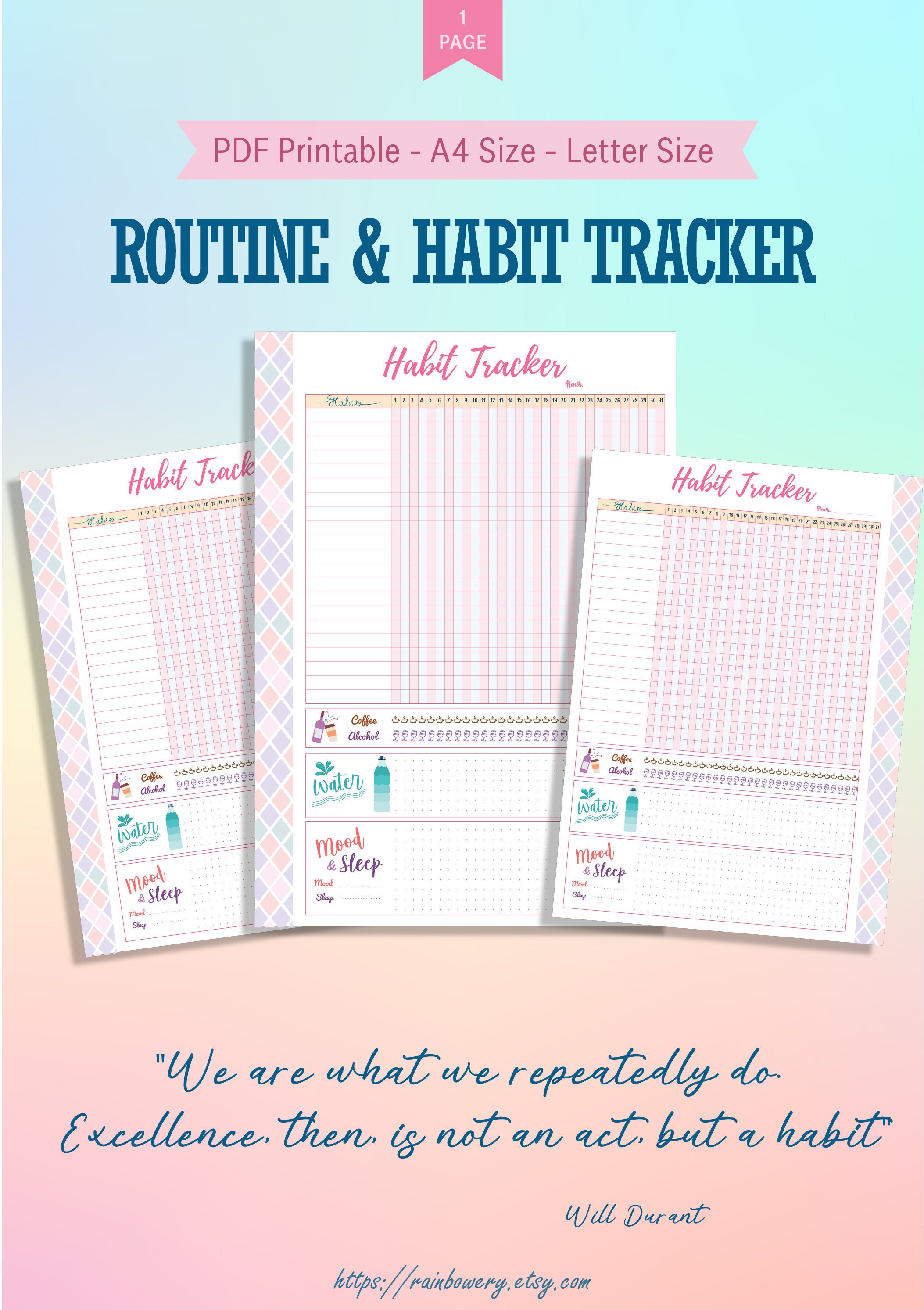 Daily Routine Planner Daily Journal Habit Tracker Healthy - Etsy
