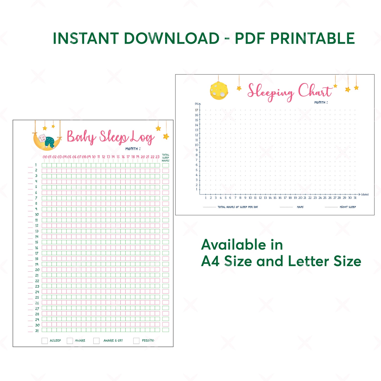 Baby Sleep Schedule Template Printable, Baby Sleep Tracker, Baby ...