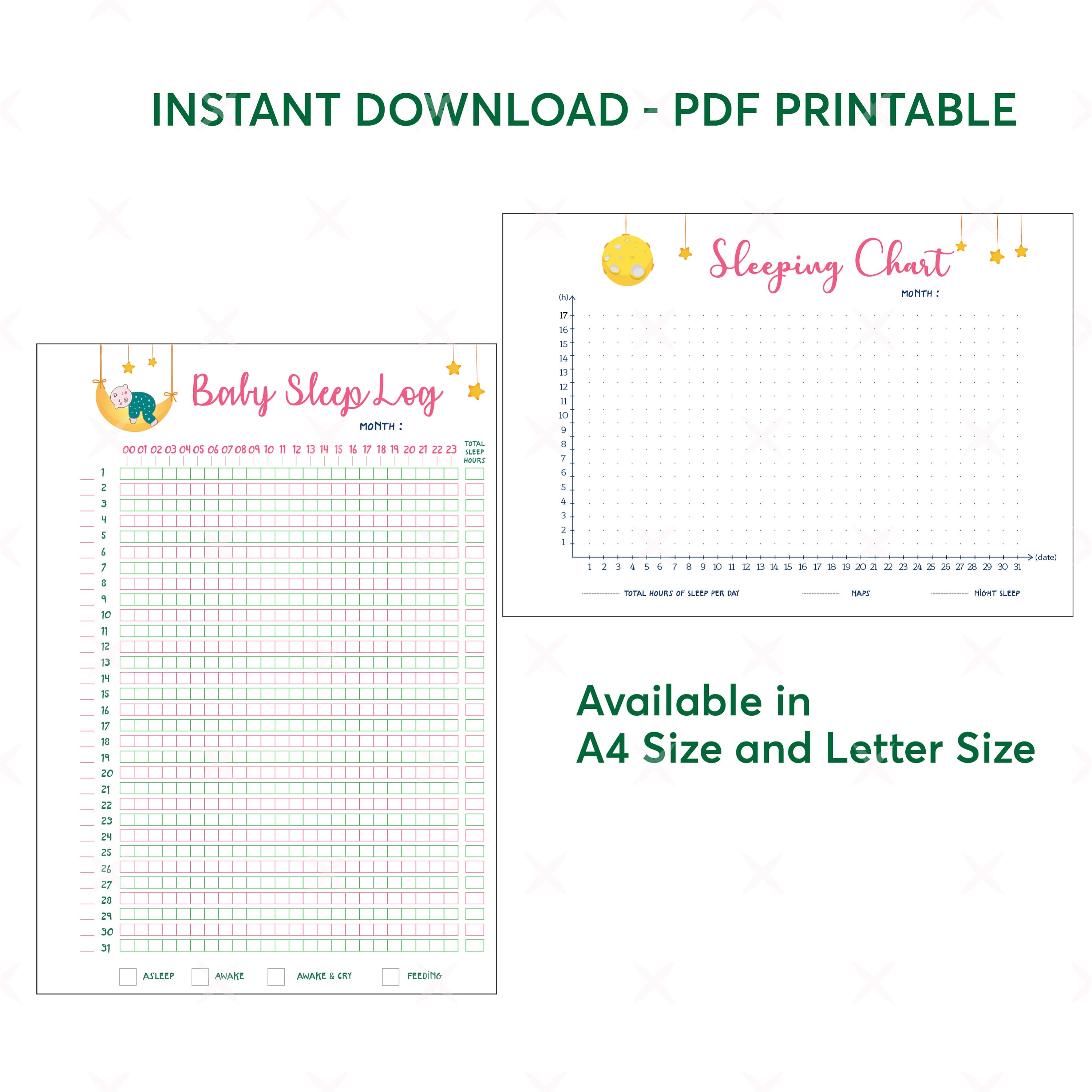 Baby Sleep Schedule Template Printable, Baby Sleep Tracker, Baby ...