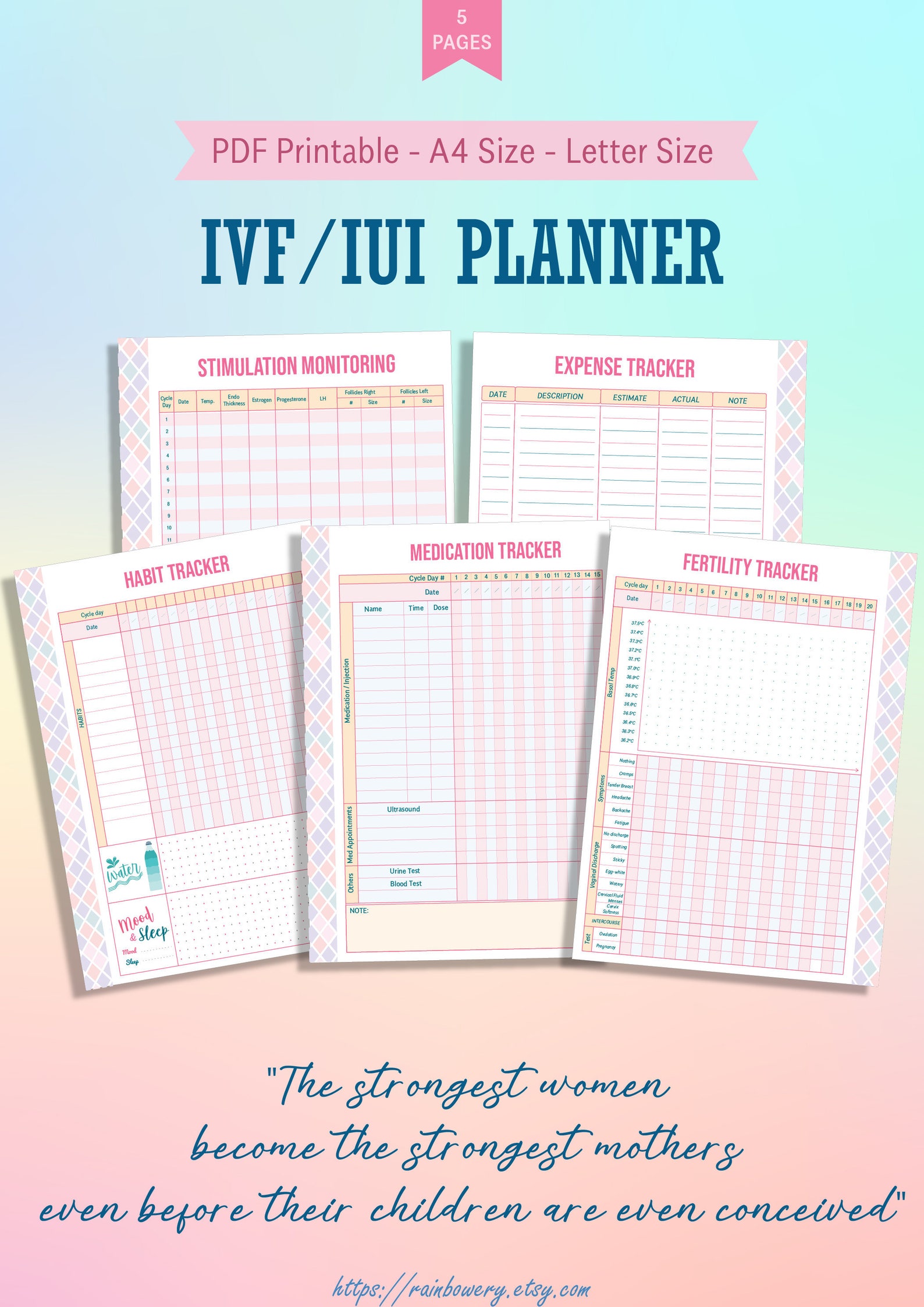 IVF Planner, IUI Planner Printable Template, TTC Planner, Fertility ...