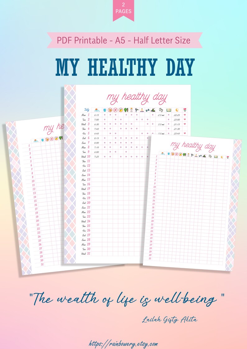 A5 Habit Tracker A5 Healthy Habit Tracker Printable Template - Etsy