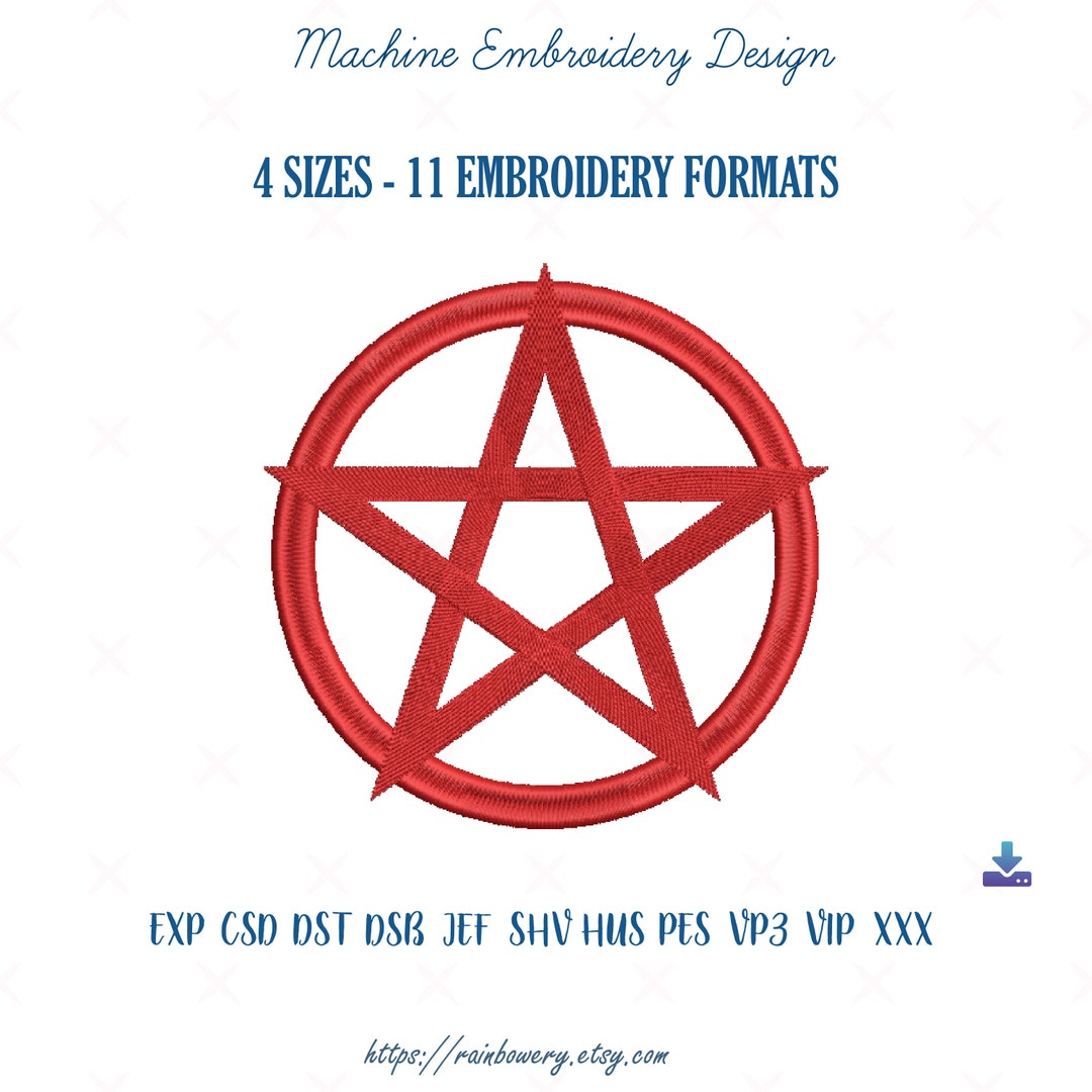 Pentagram Machine Embroidery Design, Pentacle Embroidery, Occultism ...