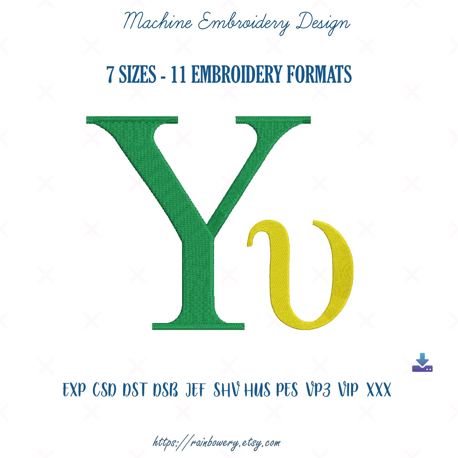 Upsilon Letter Embroidery Design, Upsilon Character Machine Embroidery ...