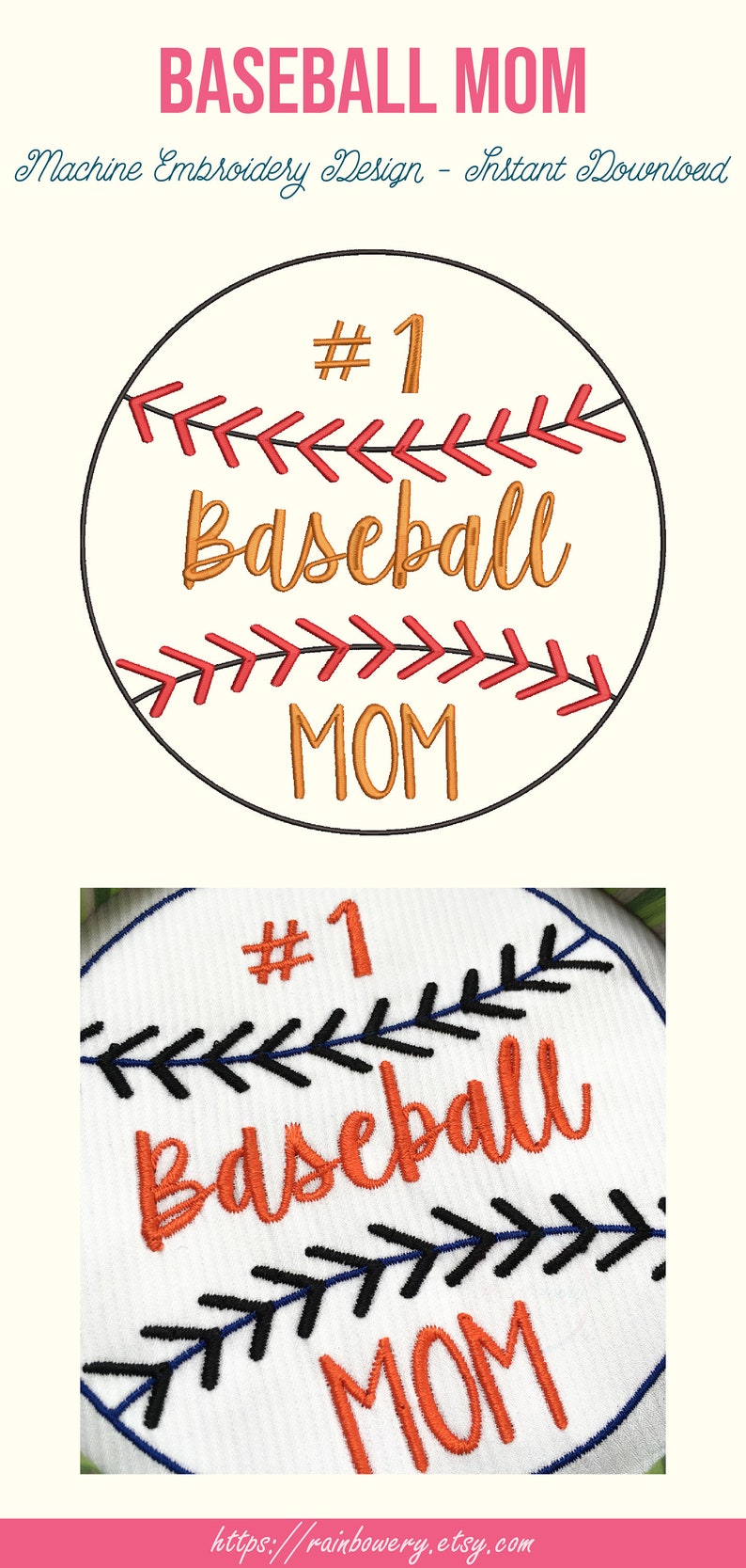 Baseball Mom Embroidery Design Proud Baseball Mom Machine | Etsy