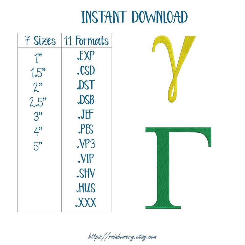 Gamma Letter Greek Embroidery Design Gamma Character Machine - Etsy