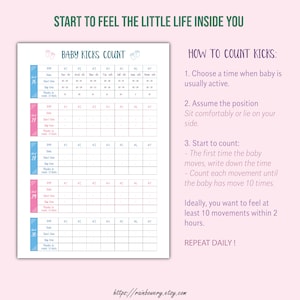 Baby Kick Count Printable, Fetal Movement Counting Template, Baby Kick ...