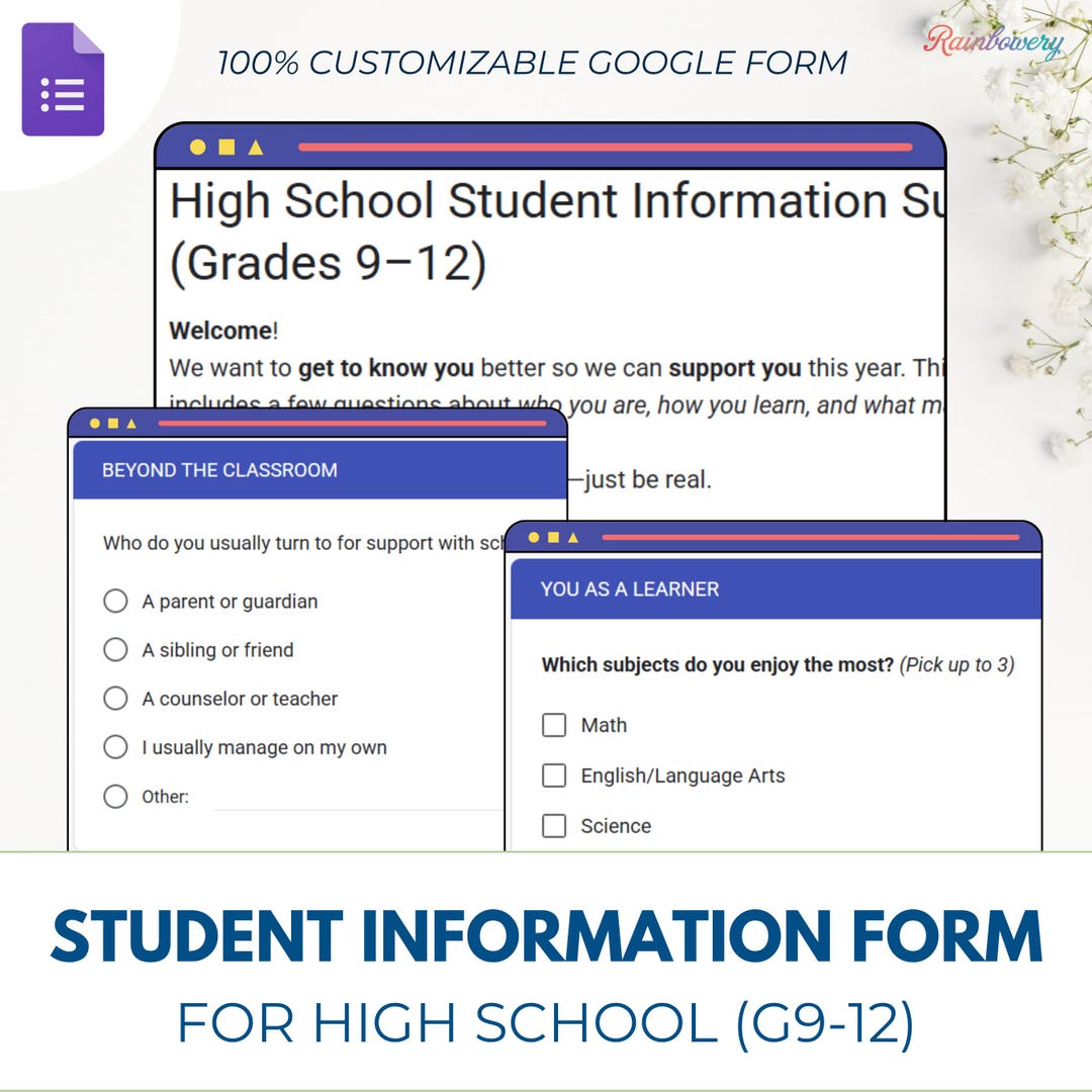 High School Student Information Form, Get to Know Your Students ...