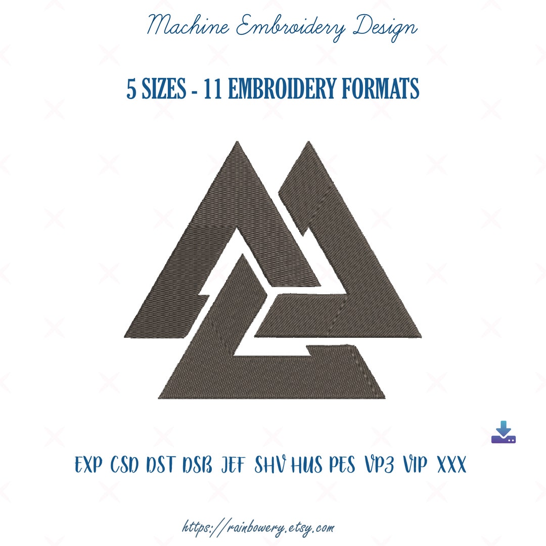 Valknut Machine Embroidery Design, Old Norse Valr, Wotan's Knot ...