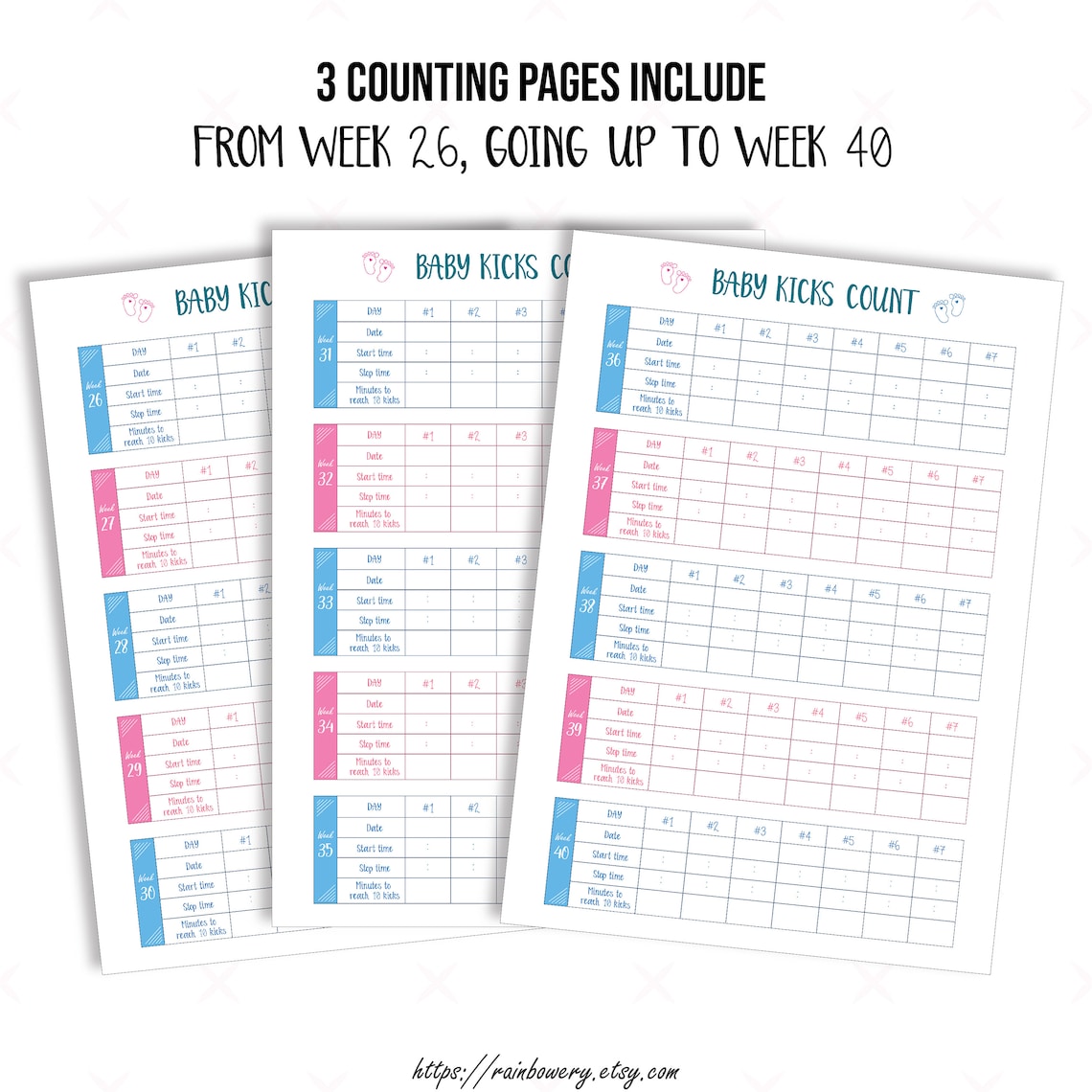 Baby Kick Count Printable Fetal Movement Counting Template - Etsy