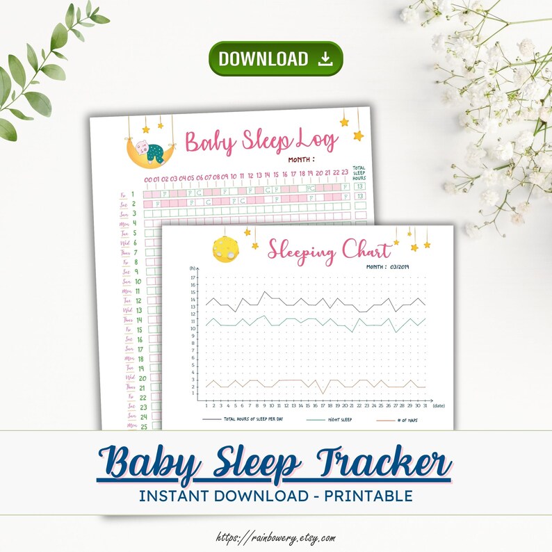Baby Sleep Schedule Template Printable, Baby Sleep Tracker, Baby ...