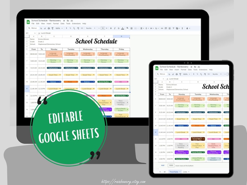 School Schedule, Printable School Timetable, Editable Class Schedule ...