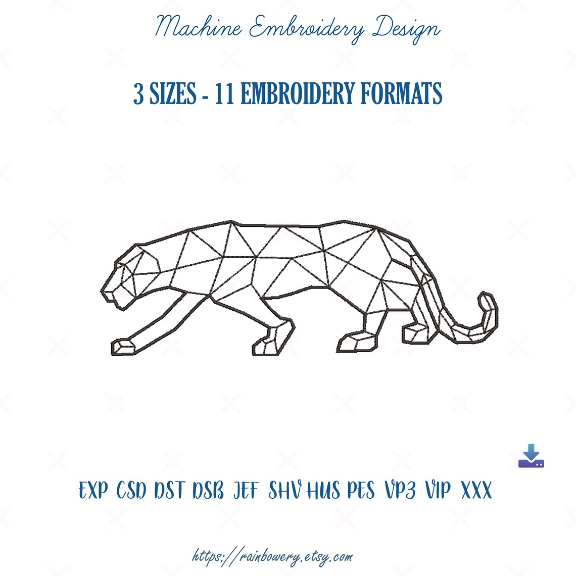 Geometric Panther Machine Embroidery Design, Polygonal Panther, Low ...