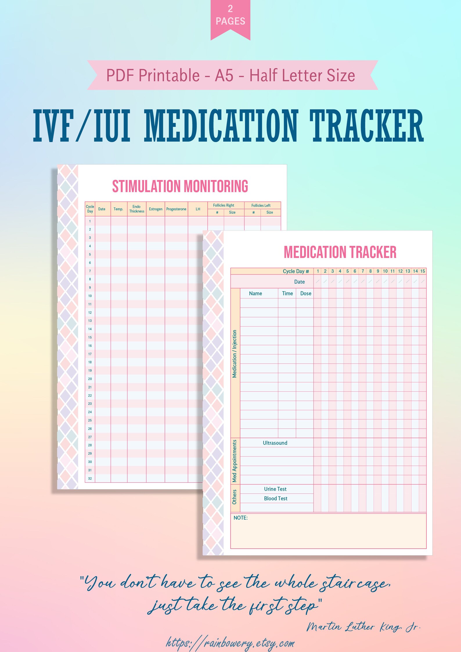A5 Ivf Iui Medication Tracker Printable Template Half Letter - Etsy