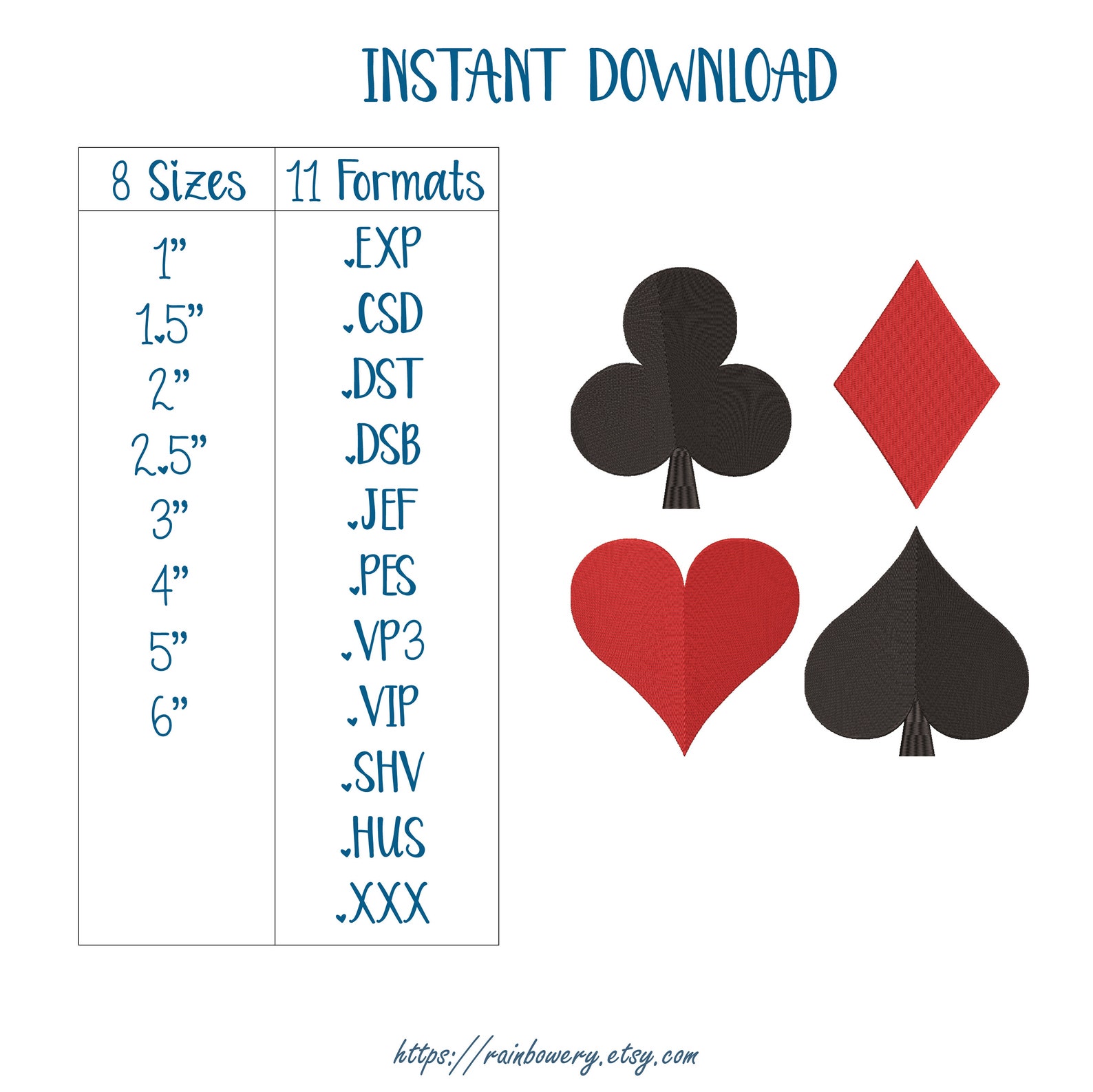 Card Suits Symbol Machine Embroidery Design, Deck of Card Symbol, Poker ...
