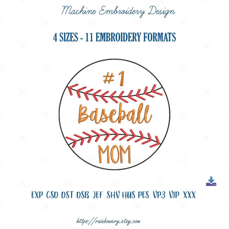 Baseball Mom Embroidery Design Proud Baseball Mom Machine | Etsy