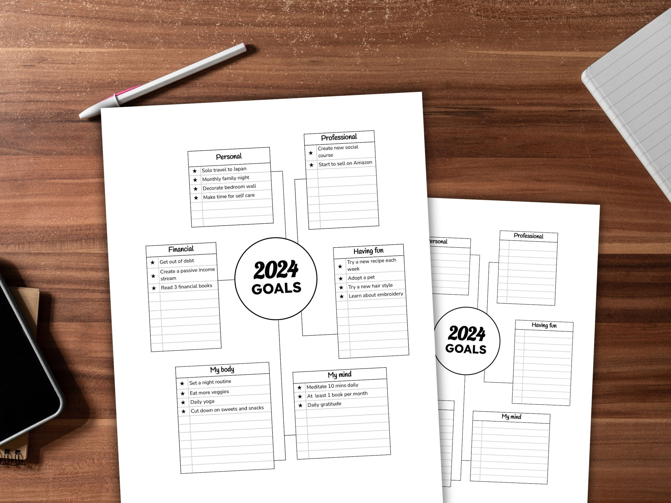 2024 Goals Editable Template, Google Sheets Goals Printable Planner ...