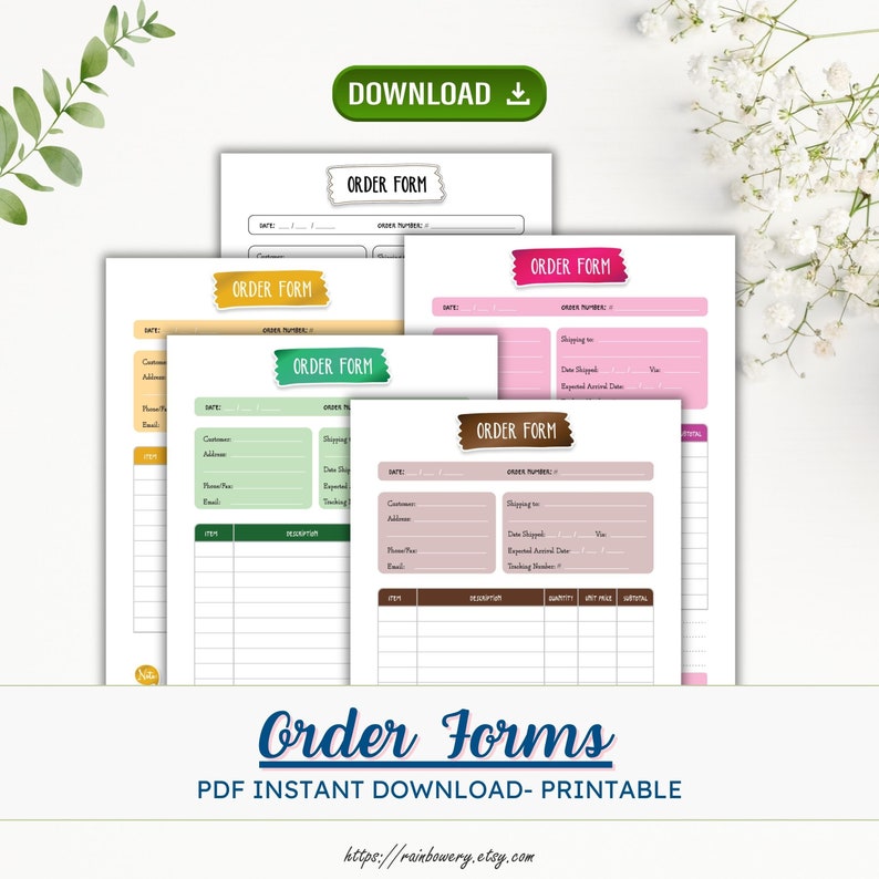 Order Form Template Printable, Small Business Order Form, Invoice ...