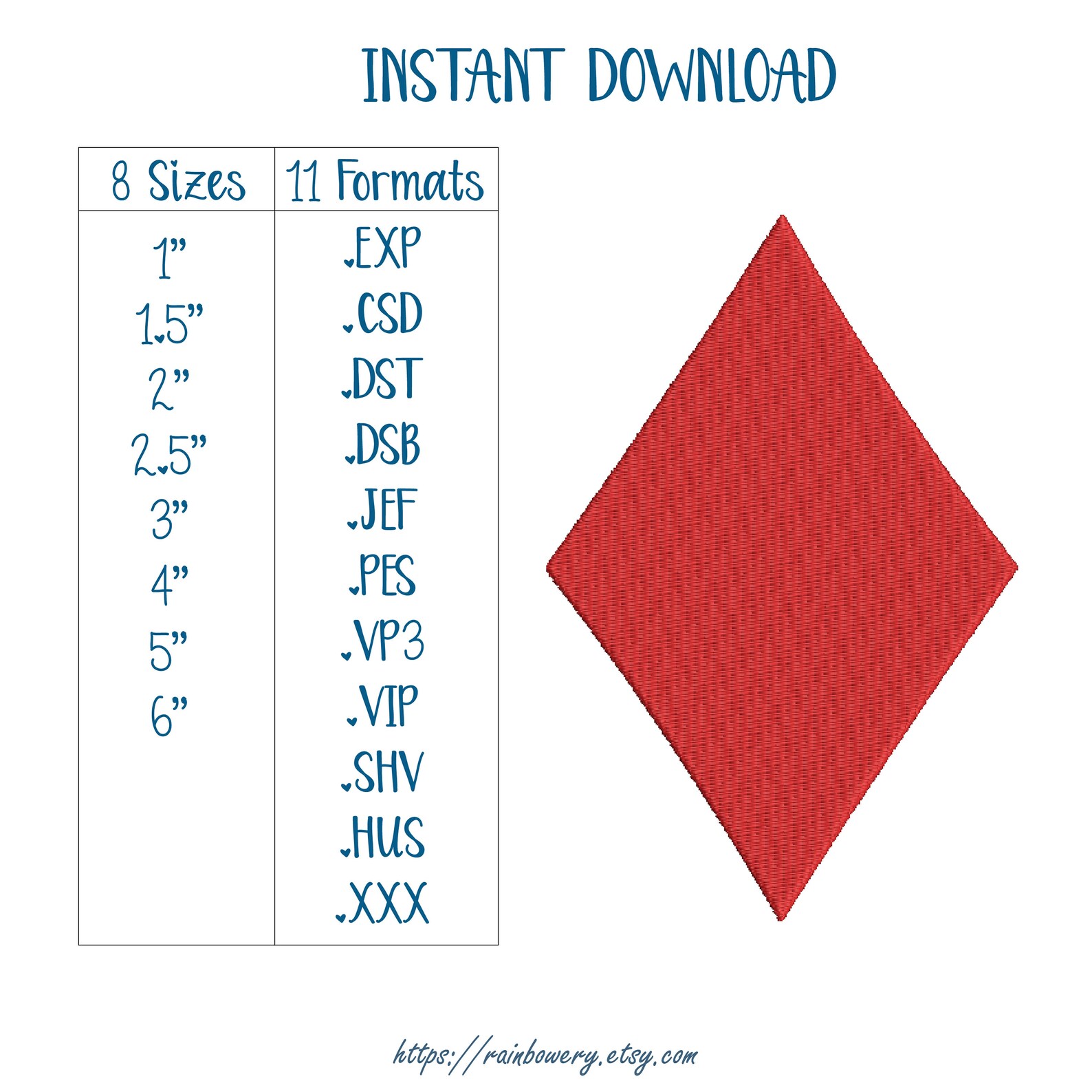 Diamonds Card Machine Embroidery Design Diamond Playing Card - Etsy