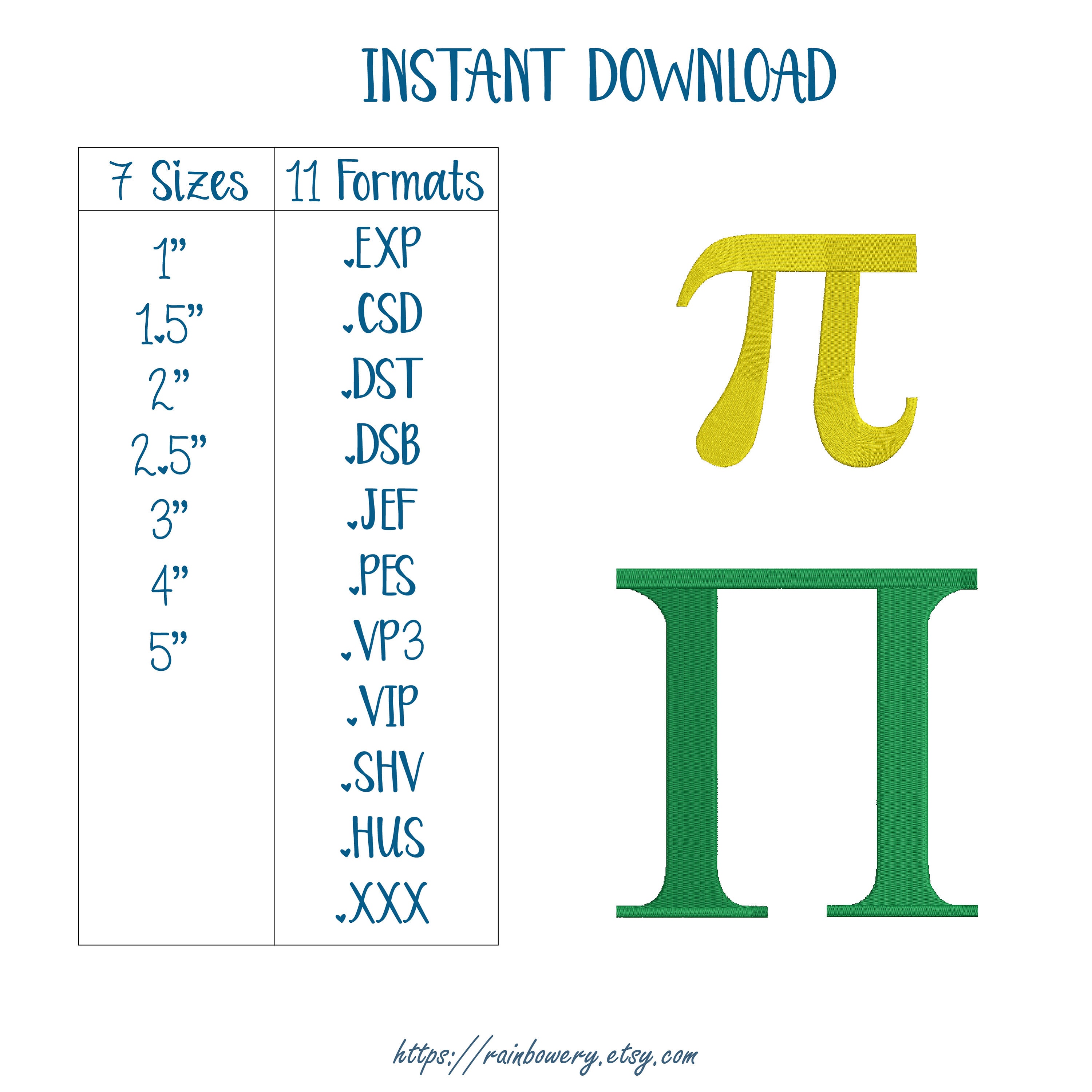 Pi Letter Embroidery Design Pi Character Machine Embroidery - Etsy