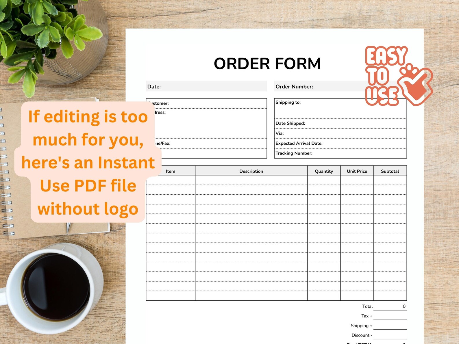Order Form Editable Template Google Sheets, Small Business Order Form ...