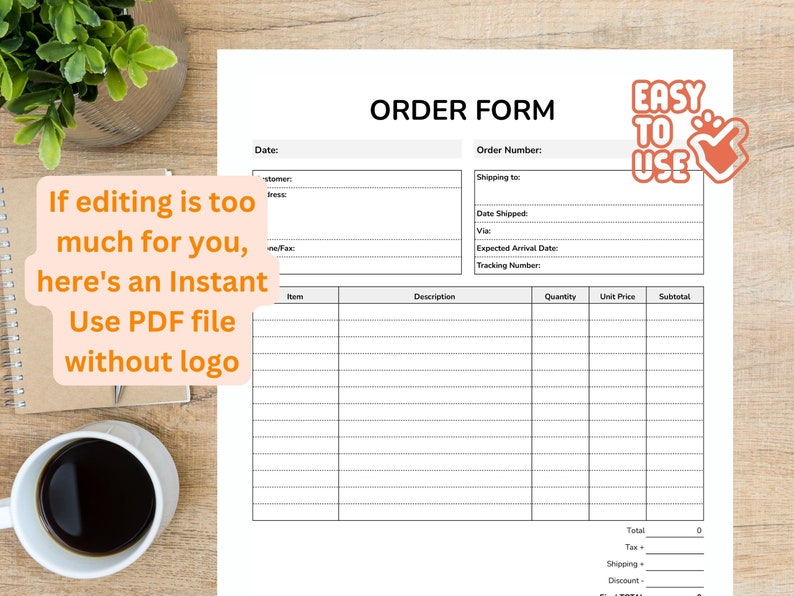 Order Form Editable Template Google Sheets Small Business - Etsy