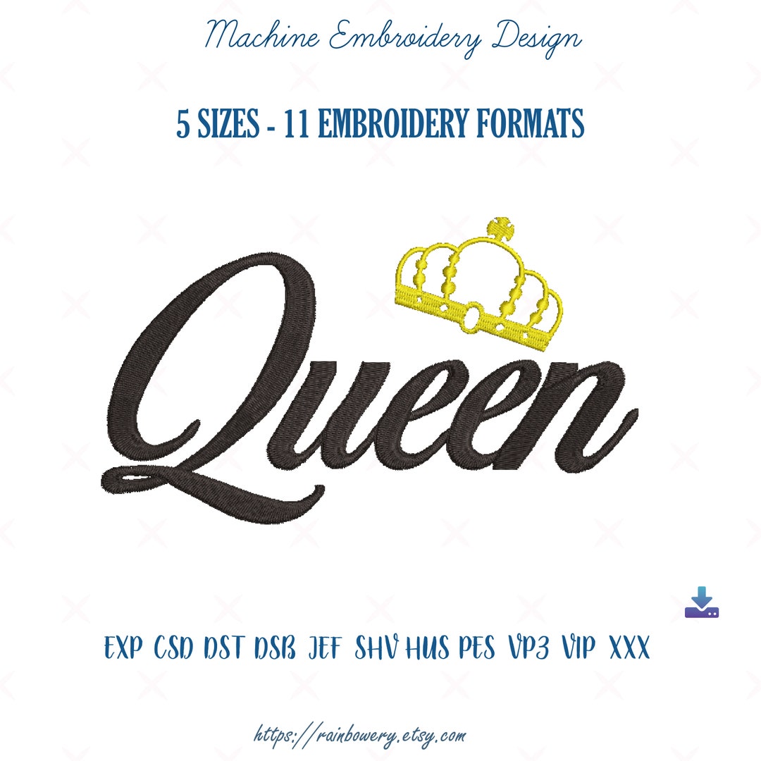 Queen With Crown Embroidery Design, Royal Crown Machine Embroidery ...