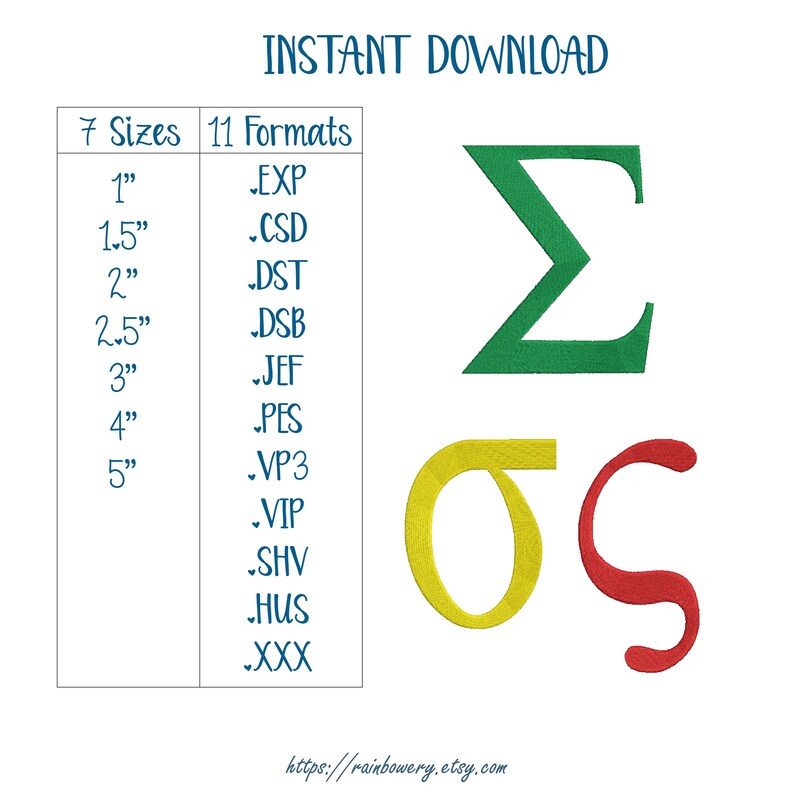 Sigma Letter Embroidery Design, Sigma Character Machine Embroidery ...