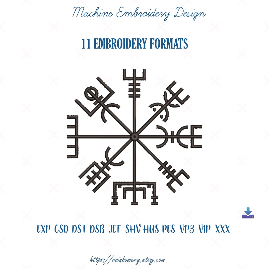 Vegvísir Machine Embroidery Design, Viking Compass, Magic Norse ...