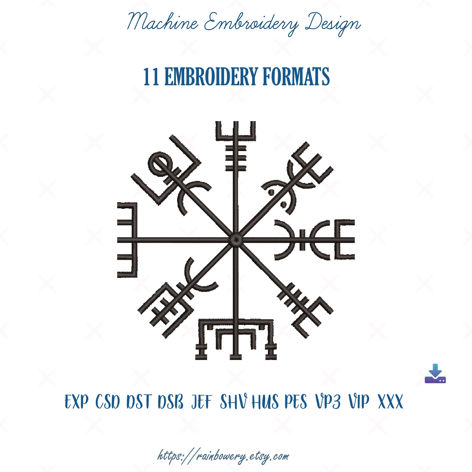 Vegvísir Machine Embroidery Design, Viking Compass, Magic Norse ...