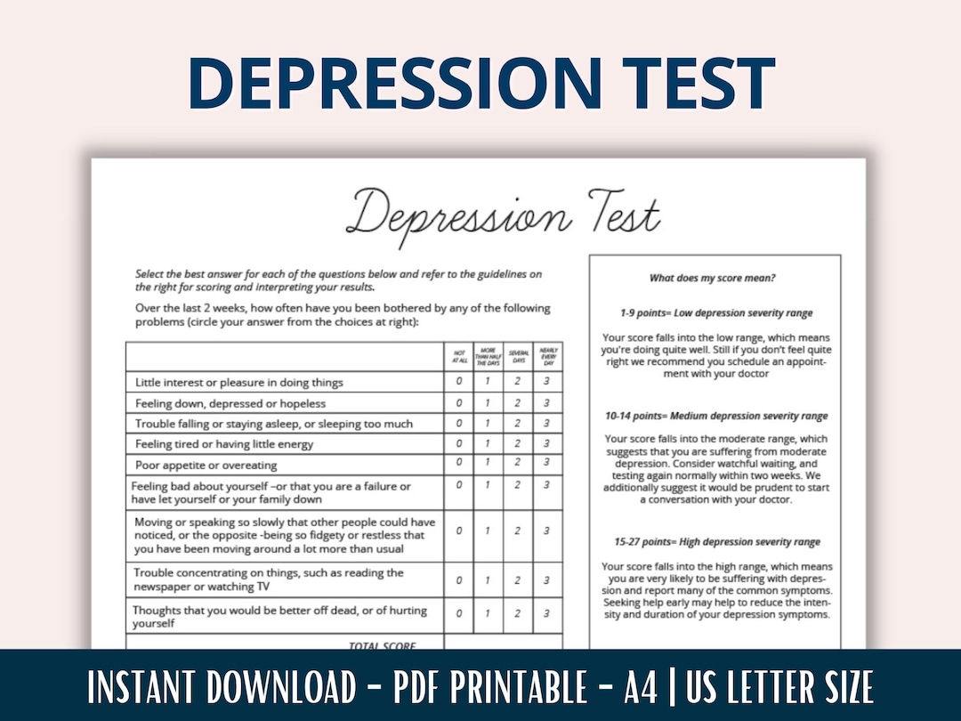 Depression Test Depression Tracker Signs of Depression - Etsy