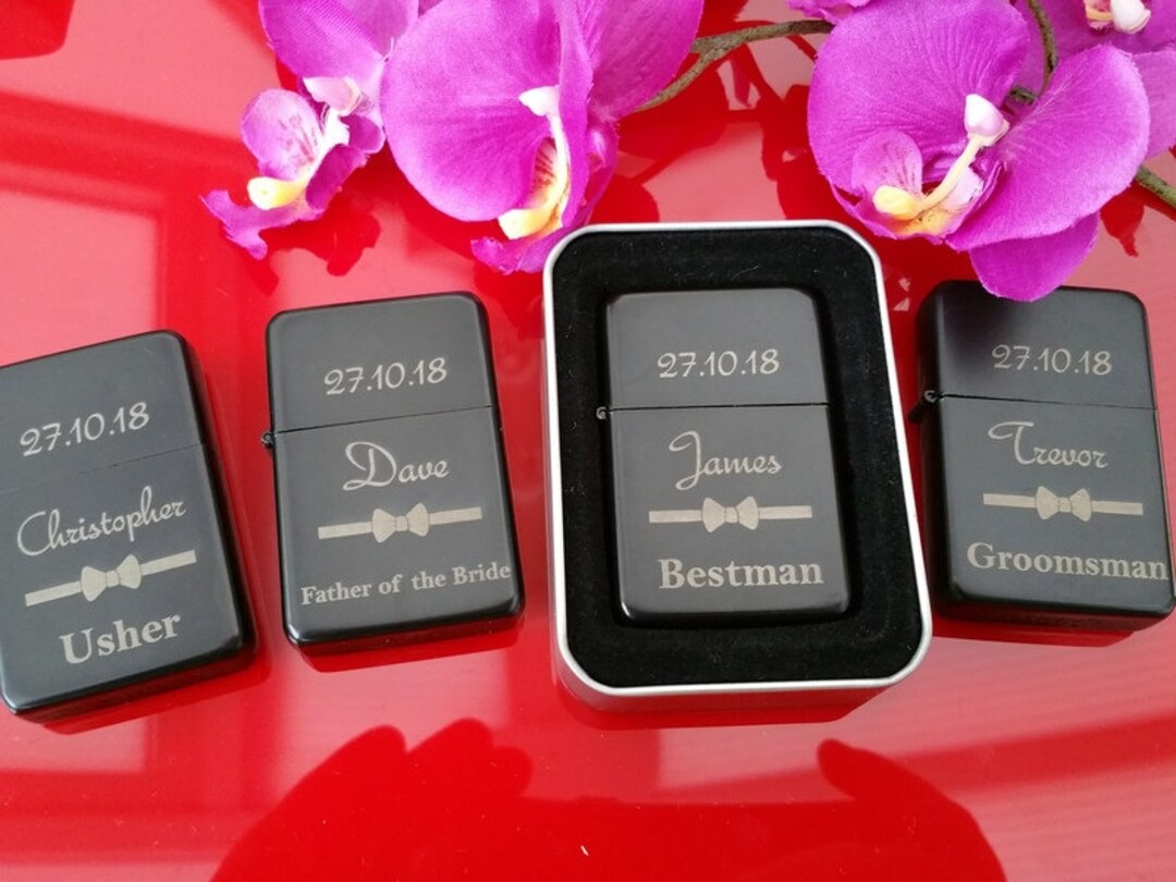 Best Man Personalised Lighter Wedding Day Gift Engraved Usher Groomsmen ...