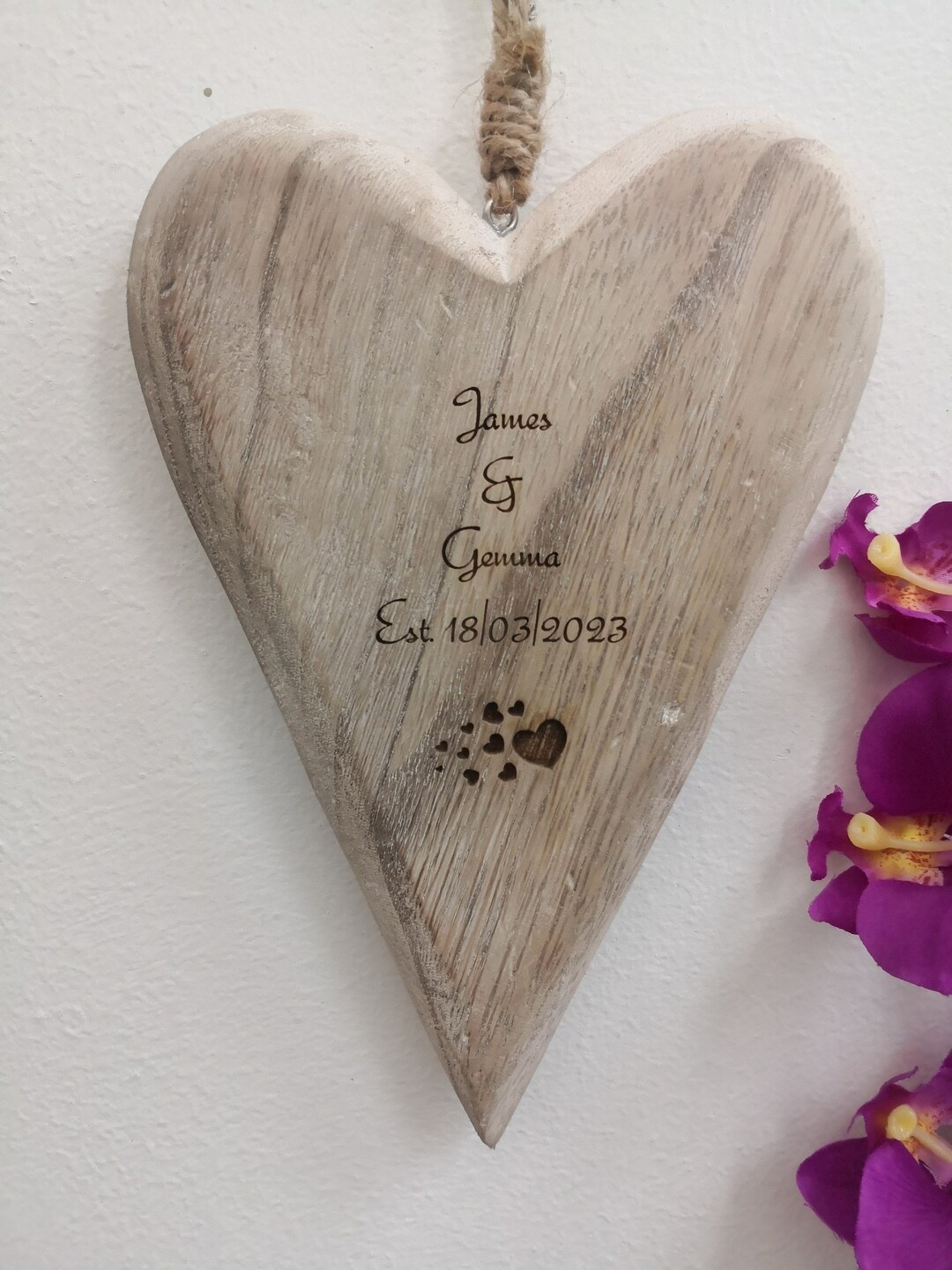 Personalised Wooden Heart Engraved (anniversary Wedding Engagement Gift ...