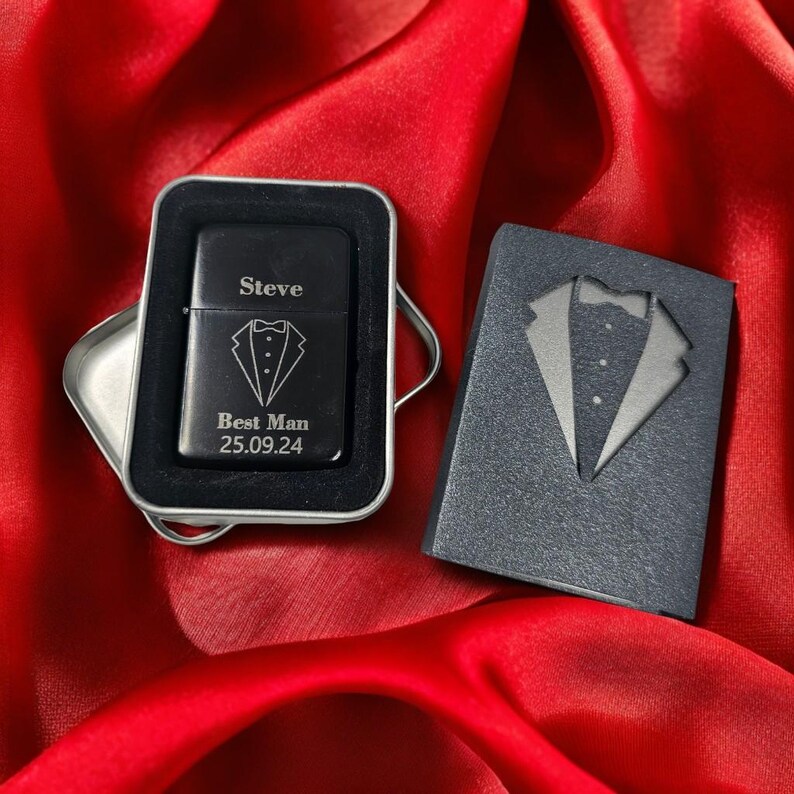Best Man Personalised Lighter Wedding Day Gift Engraved Usher Groomsmen ...