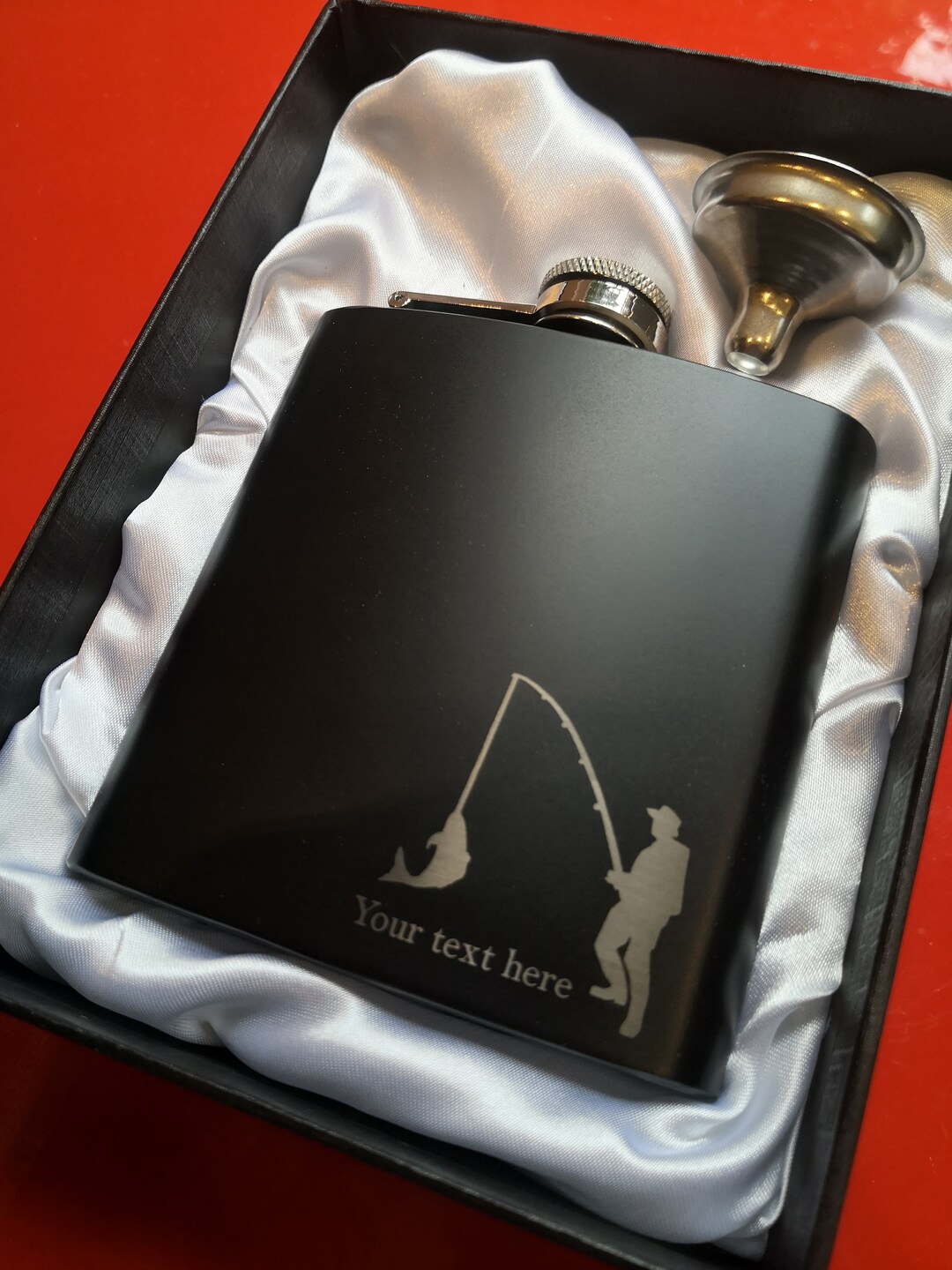 Fishing Personalised Flask With Your Own Text and Gift Box - Etsy