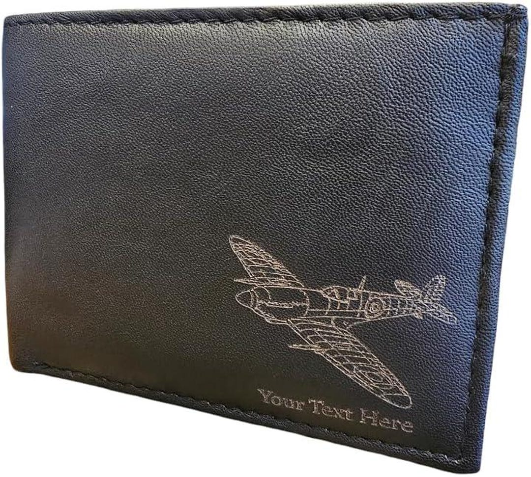 Personalised Spitfire Fighter Plane Leather Wallet. Air Force RAF ...