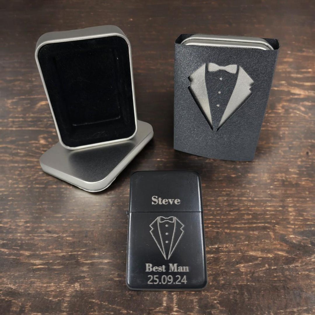 Best Man Personalised Lighter Wedding Day Gift Engraved Usher Groomsmen ...