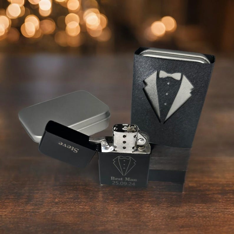 Best Man Personalised Lighter Wedding Day Gift Engraved Usher Groomsmen ...