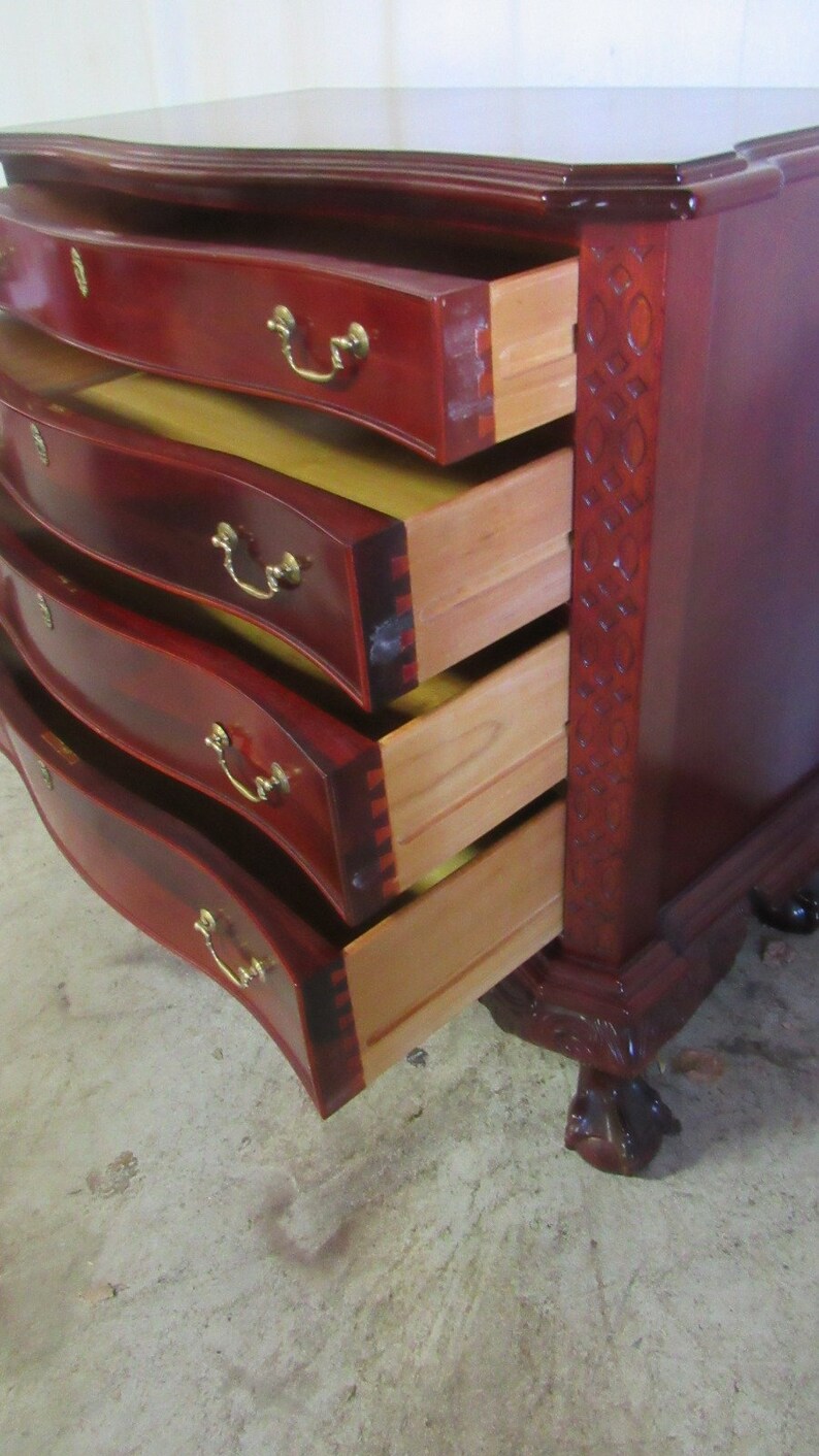 Solid Mahogany Bachelors Chest Claw Foot Chippendale Serpentine - Etsy