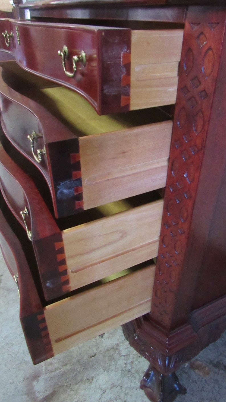 Solid Mahogany Bachelors Chest Claw Foot Chippendale Serpentine - Etsy
