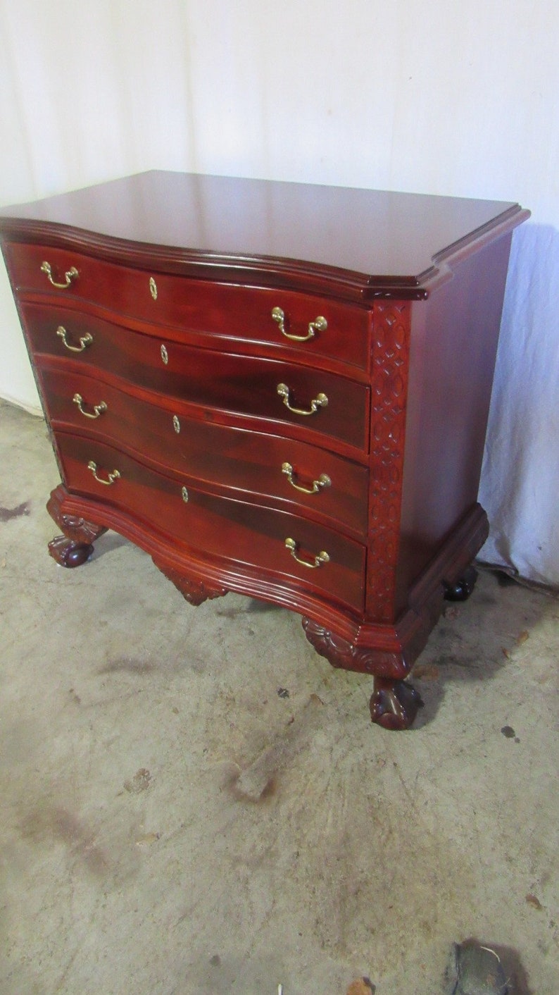 Solid Mahogany Bachelors Chest Claw Foot Chippendale Serpentine - Etsy