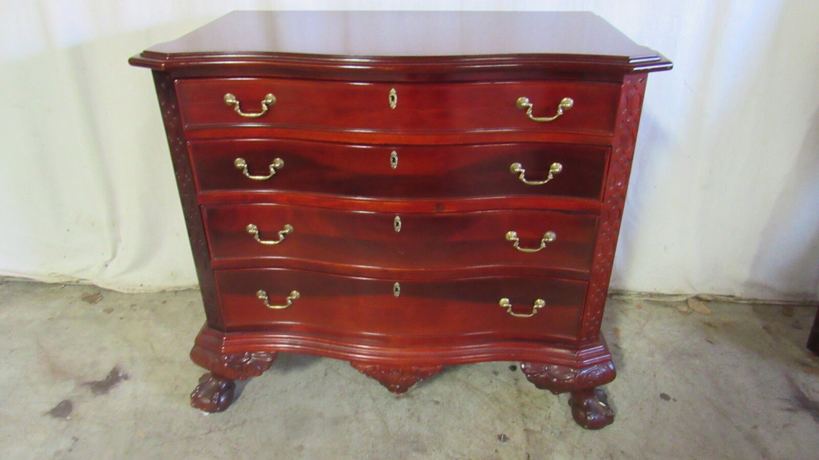 Solid Mahogany Bachelors Chest Claw Foot Chippendale Serpentine - Etsy
