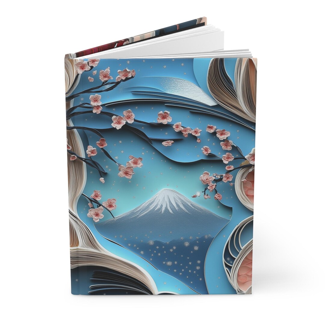 Elegant Mount Fuji & Cherry Blossom Hardcover Journal, Nature-inspired ...