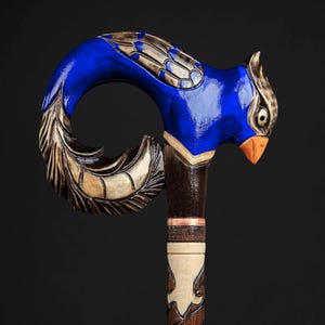 Phoenix Wooden Cane With Carved Handle: Decorative and Functional Wood ...