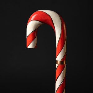 Wooden Candy Walking Cane Christmas, Hand Painted Red White - Etsy
