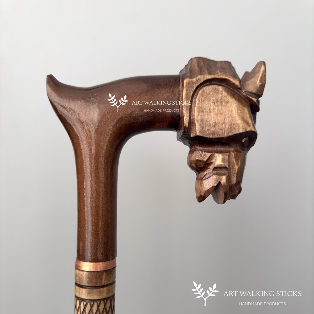 Horse Walking Cane Walking Canes for Men Brown Antigue Walking Stick ...