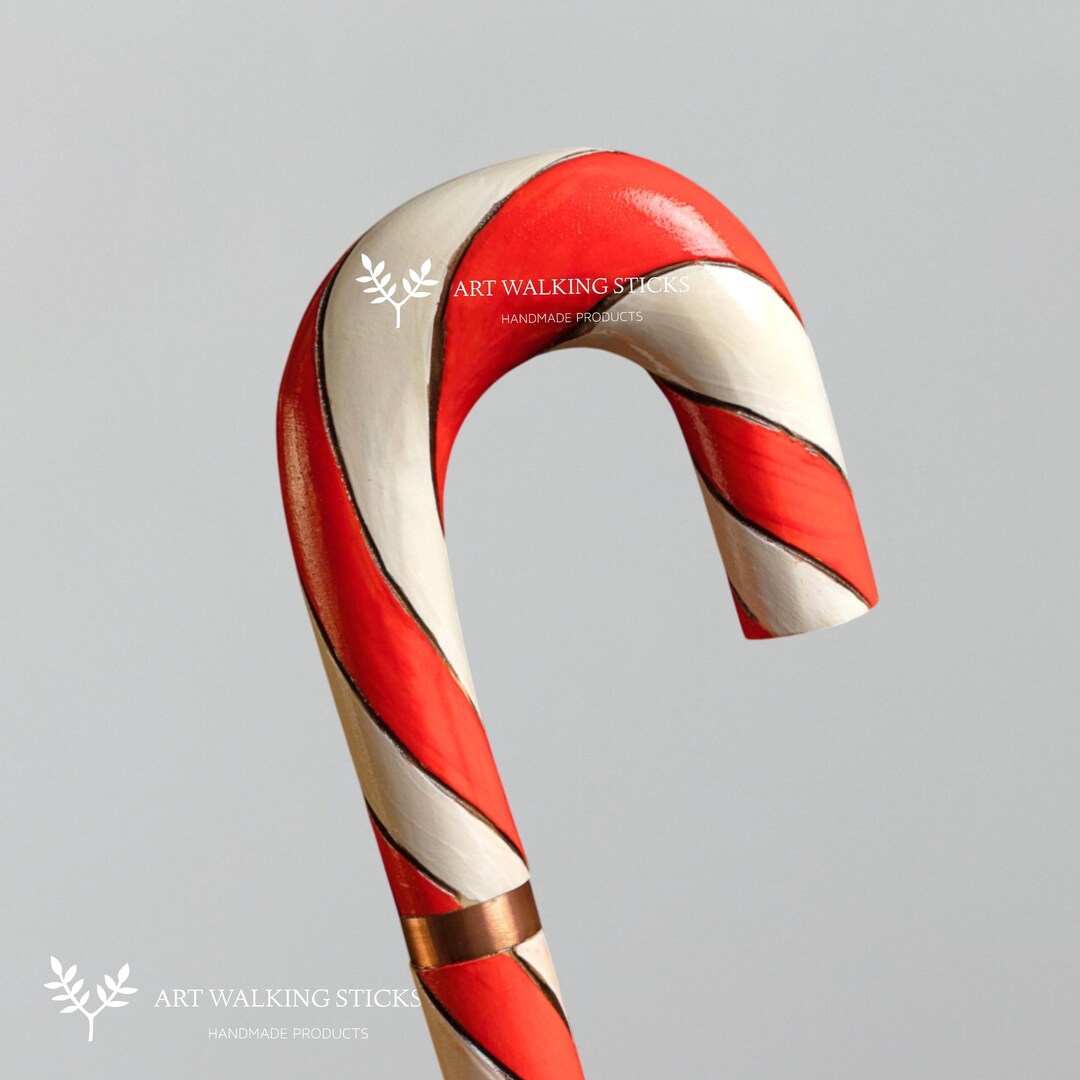 Wooden Candy Walking Cane Christmas, Hand Painted Red White - Etsy