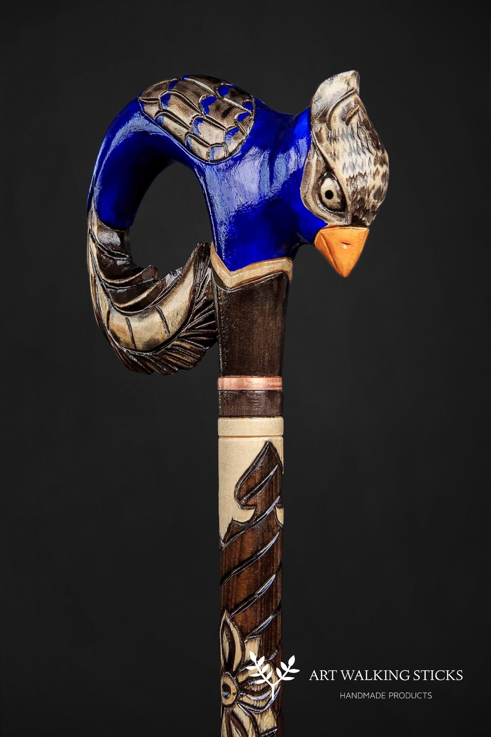 Phoenix Wooden Cane With Carved Handle: Decorative and Functional Wood ...