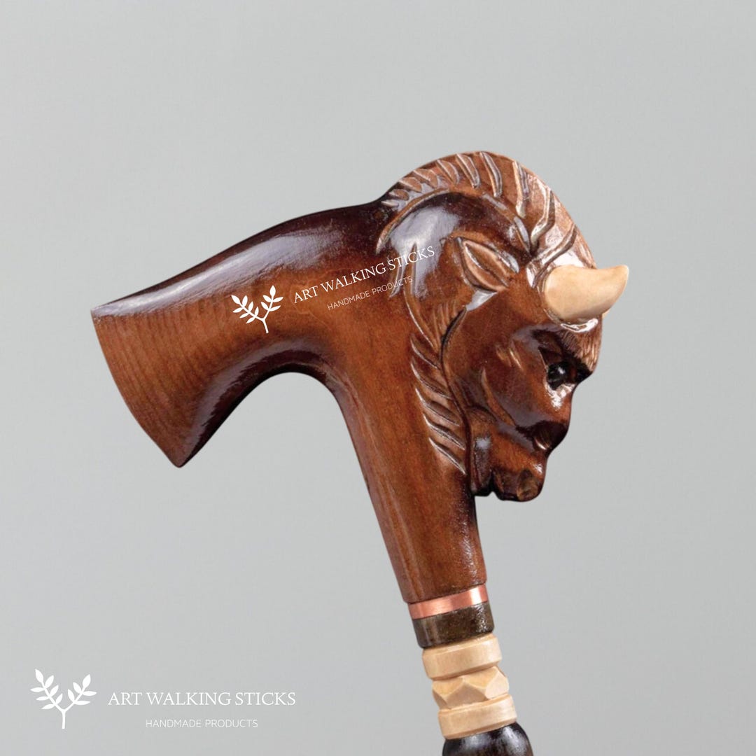 Bull Walking Cane for Men, Fancy Canes Hand Carved Stick and Cane ...