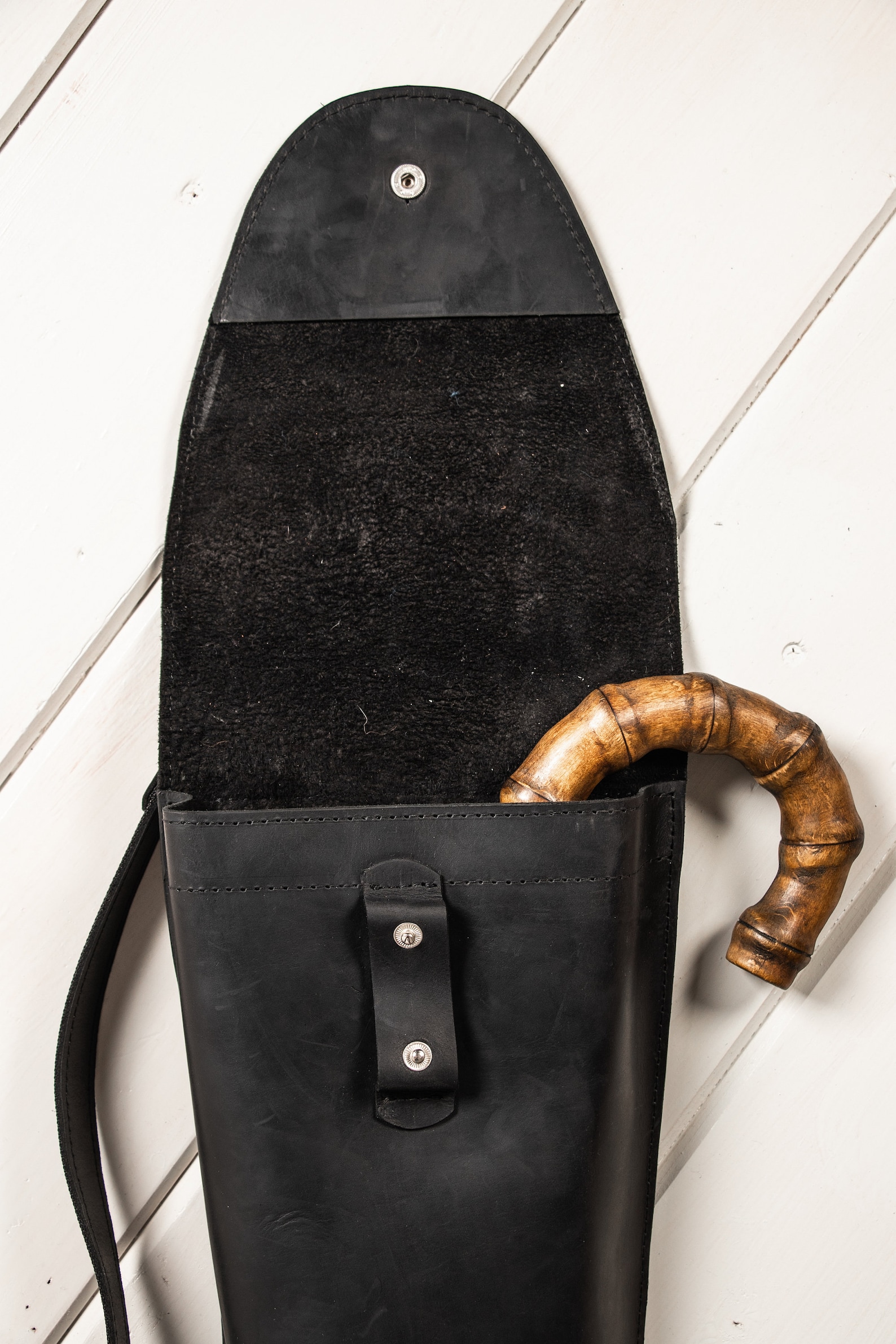 Black Bag for Walking Stick Storage, Walking Cane Case Leather - Cane ...